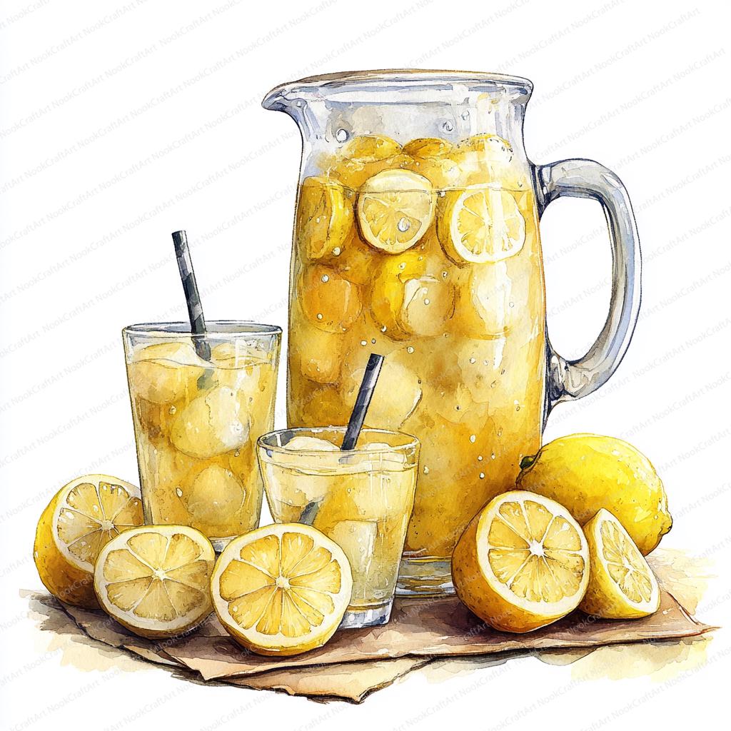 18 Lemonade Jug Picnic Clipart | Outdoor Summer Drink Illustration ...