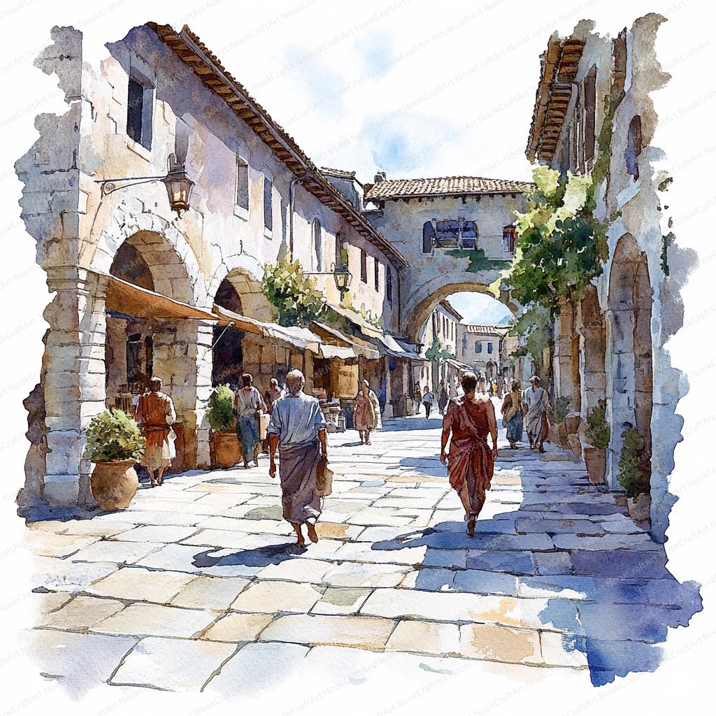 24 Ancient Roman Street Clipart | Cobblestone Pathway Illustration ...