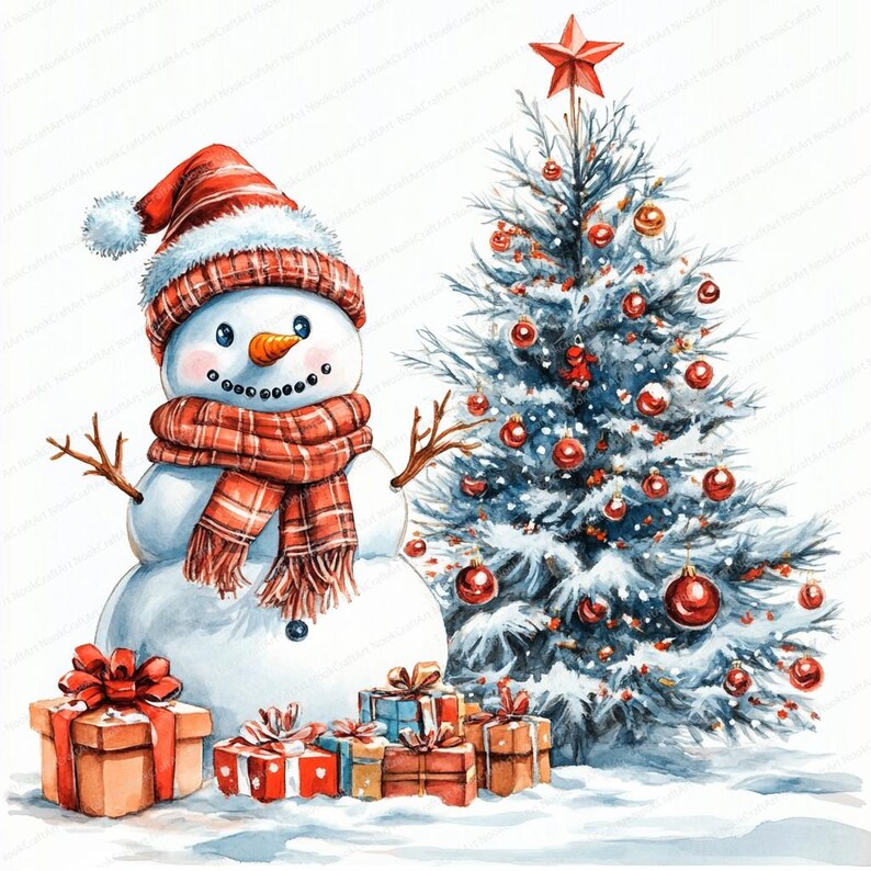 18 Christmas Tree and Snowman Clipart | Festive Snowmen | Printable ...
