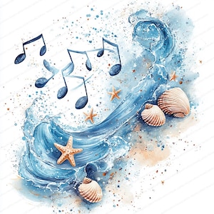 14 Musical Notes With Nautical Themes Clipart | Ocean Melodies ...