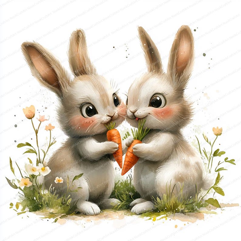 21 Bunny and Carrot Clipart Set | Cute Rabbit Illustration Collection ...