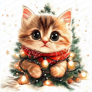 16 Quirky Christmas Cat Clipart | Whimsical Holiday Cat Designs ...