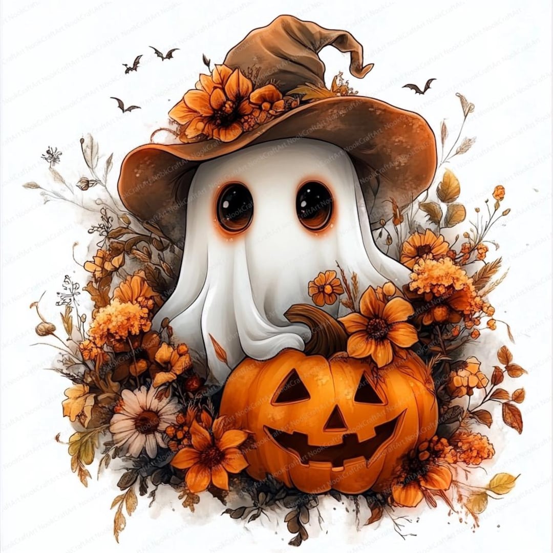 14 Watercolor Cute Ghost Clipart | Printable Watercolor Clipart | High ...