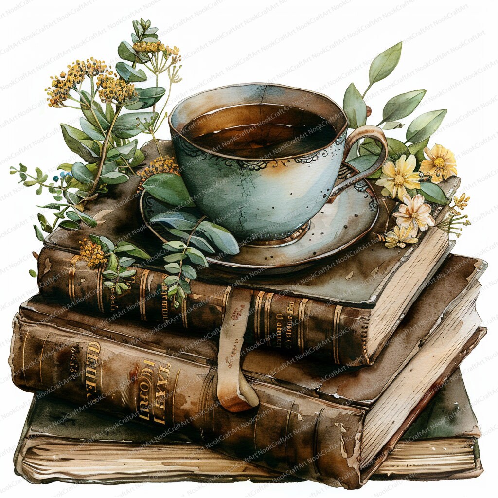 14 Tea and Book Clipart | Tea Clipart | Printable Watercolor Clipart ...