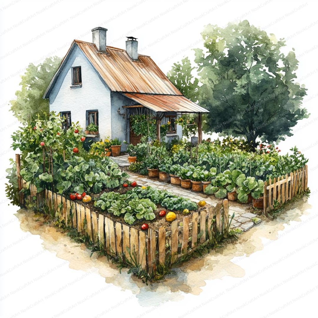 20 Vegetable Garden Clipart Set | Homegrown Greenery and Blooms ...