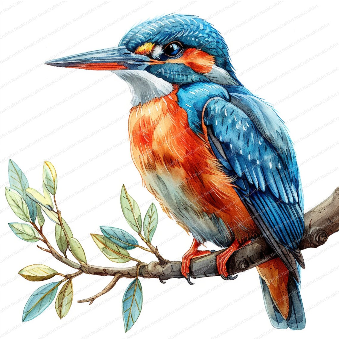 14 Kingfisher Bird Clipart Watercolor Kingfisher High Quality Jpgs ...
