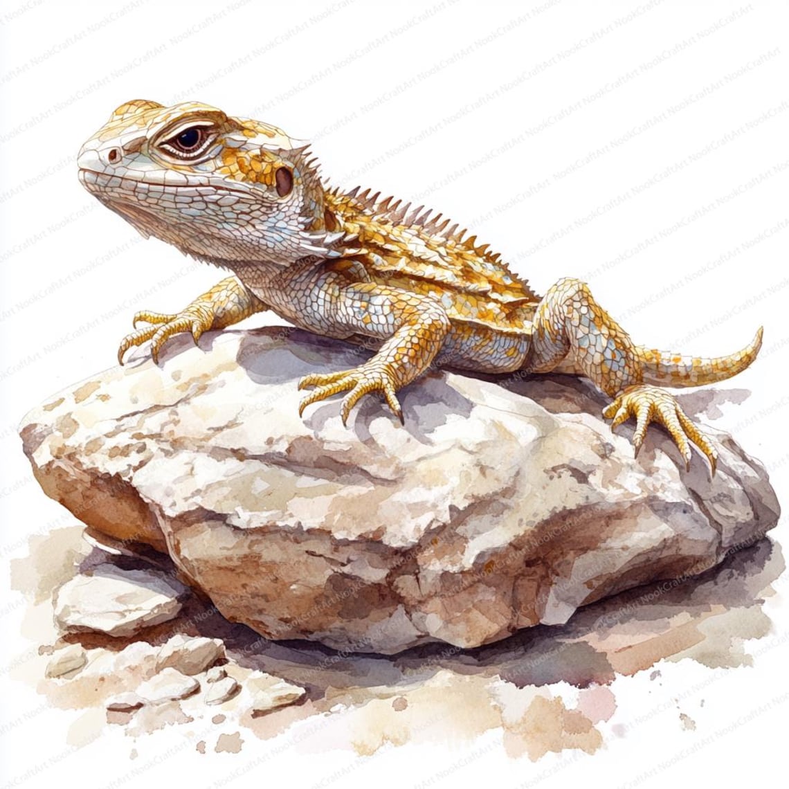 21 Lizard on a Rock Clipart | Nature Reptile Digital Art | Printable ...