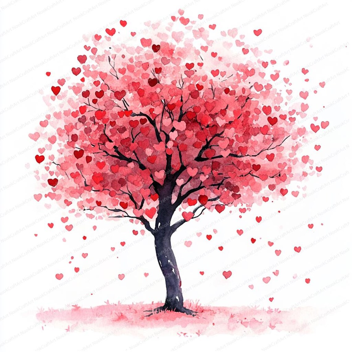 14 Heart Shape Leaves Love Tree Clipart | Romantic Nature Art Design ...