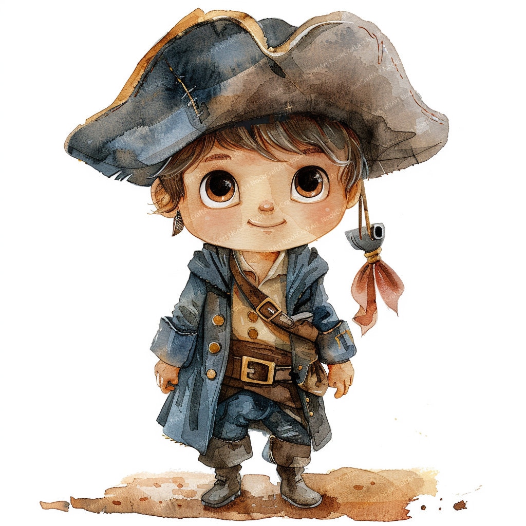 14 Cartoon Pirates Clipart Cute Pirates Print Printable Watercolor ...