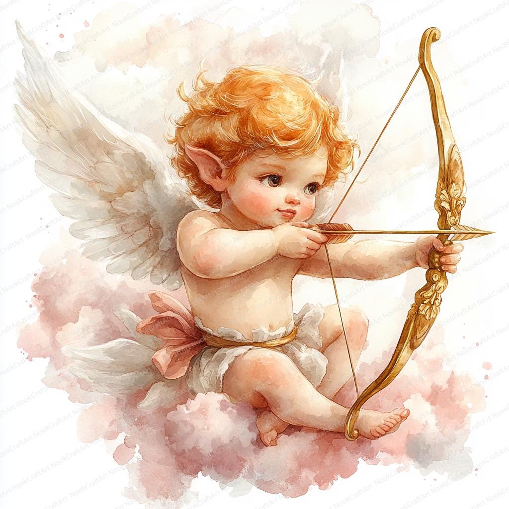 22 Golden Cupid Arrow Clipart | Angel Wings Illustration Set ...