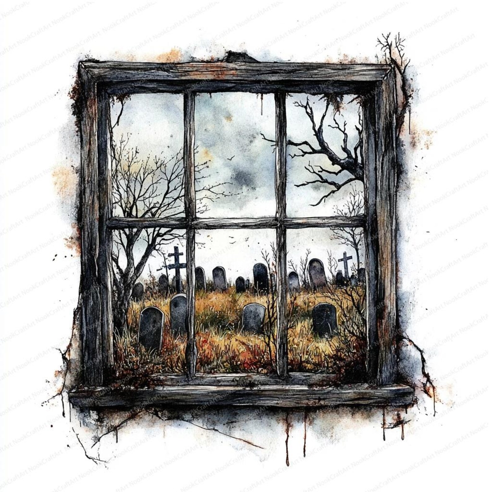 20 Window to Cemetery Clipart | Spooky Cemetery Halloween Clip Art ...