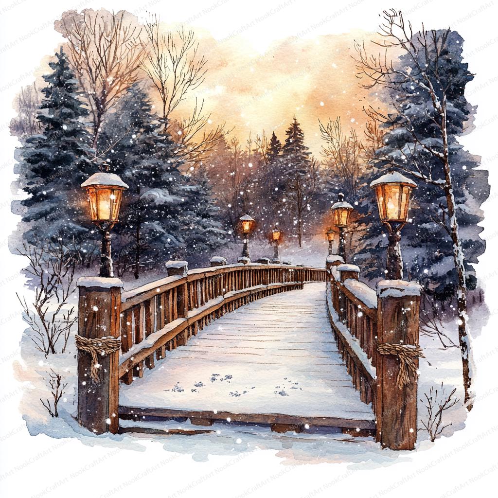 23 Sparkling Snow Bridge Clipart | Enchanting Winter Landscape ...