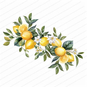 12 Lemon Garland Clipart | Lemon Wreath | Printable Watercolor Clipart ...
