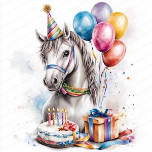 16 Horse Birthday Clipart | Birthday Horse Clipart Bundle | Printable ...