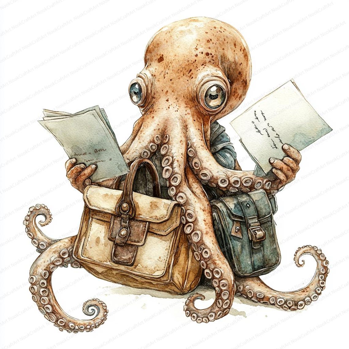 18 Octopus Mailman Clipart | Whimsical Ocean Delivery Art | Printable ...