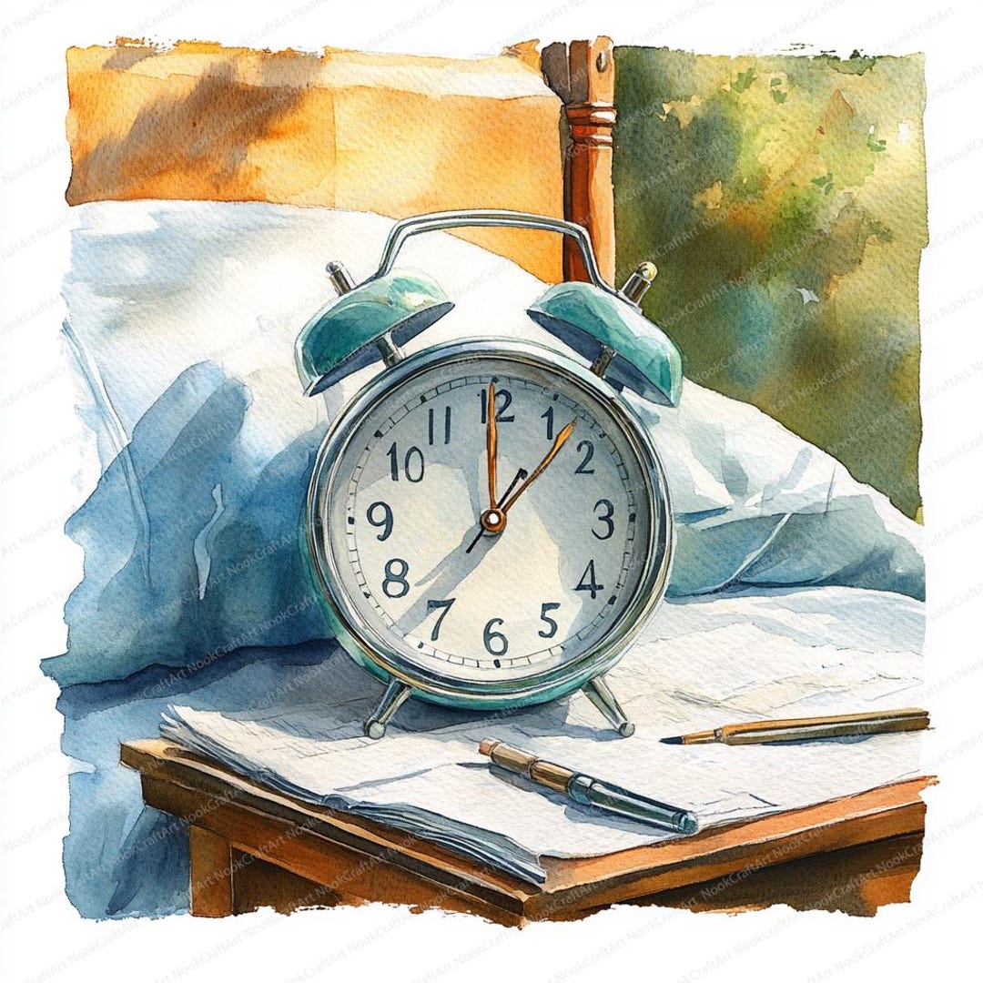 15 Alarm Clock Clipart | Bedroom Nightstand Illustration | Printable ...