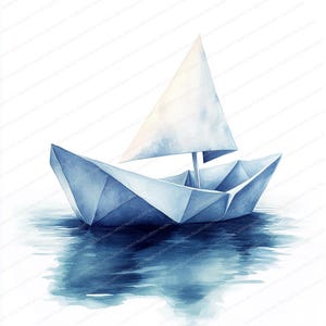 20 Paper Boat Clipart | Origami Nautical Illustration Design ...