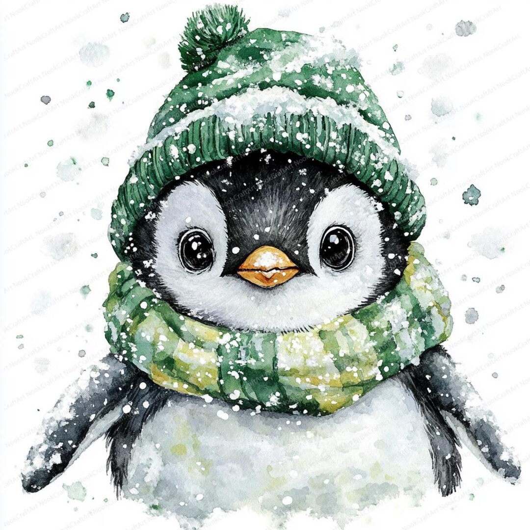 16 Penguin Wool Hat Clipart | Cozy Winter Penguins | Printable ...