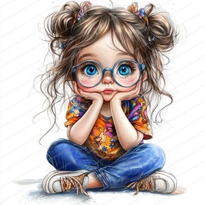 14 Watercolor Cute Little Girl Clipart Bundle | Printable Watercolor ...