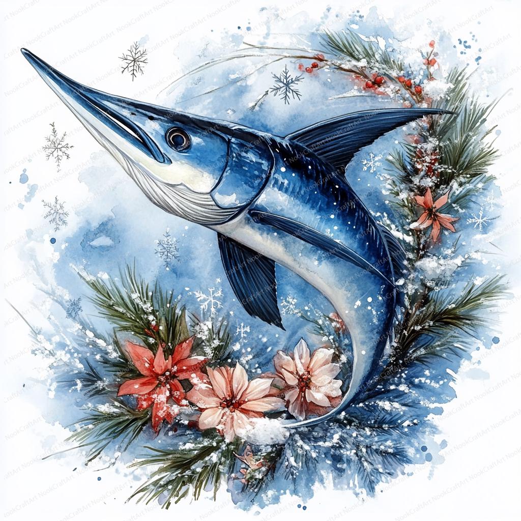 18 Watercolor Swordfish Clipart | Ocean Fish Illustration | Printable ...