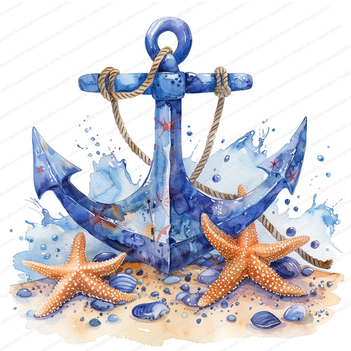 12 Anchor Clipart Maritime Anchor Clipart Set Printable Watercolor ...