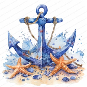 12 Anchor Clipart | Maritime Anchor Clipart Set | Printable Watercolor ...