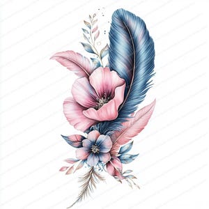 17 Floral Feathers Clipart | Elegant Boho Designs | Printable ...
