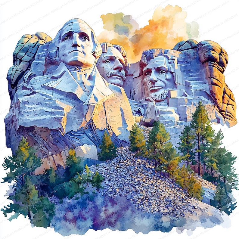 24 Mount Rushmore Clipart | Iconic Monument Illustration Set ...