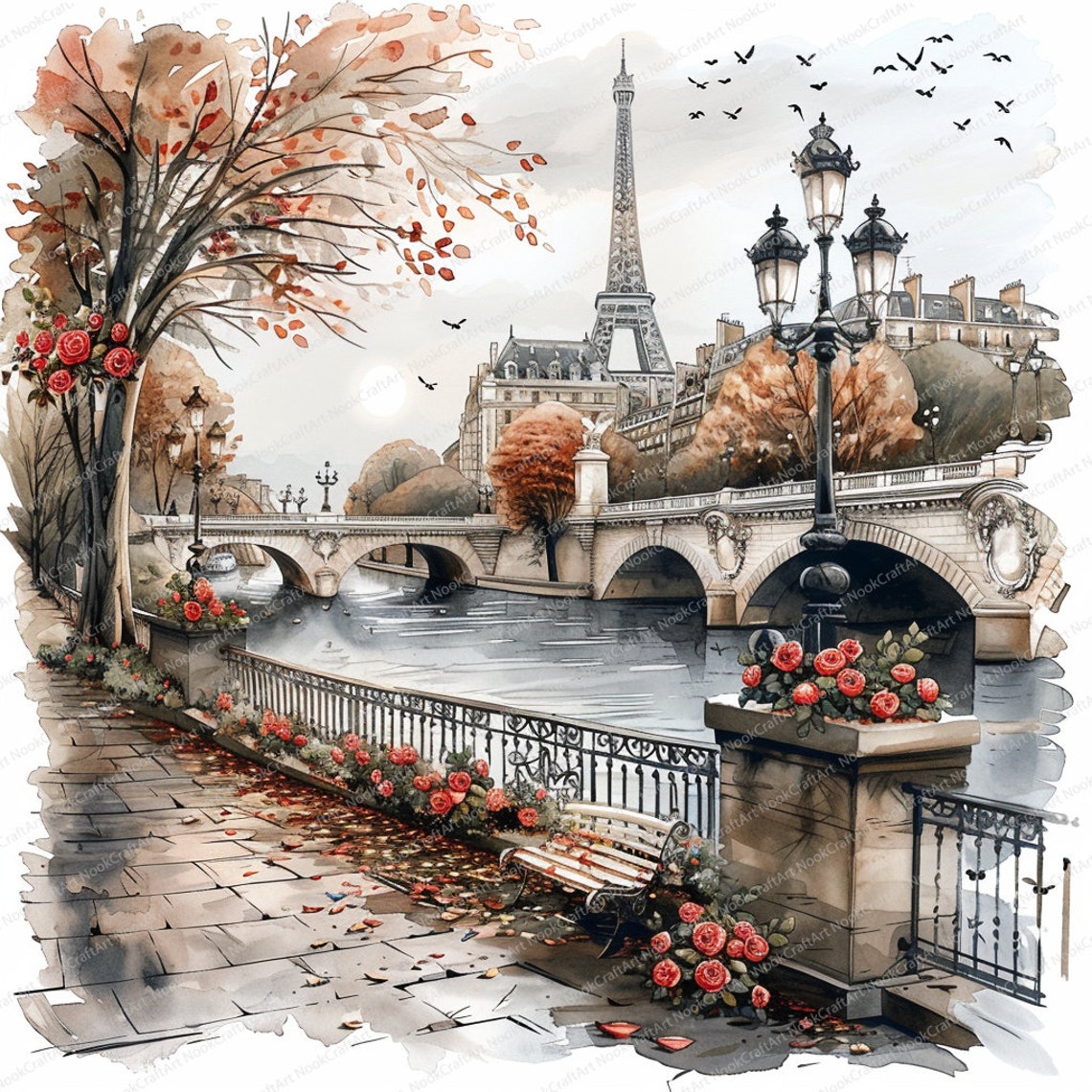 15 Vintage Paris Clipart | Cozy Atmosphere of Paris | Paris Postcard ...