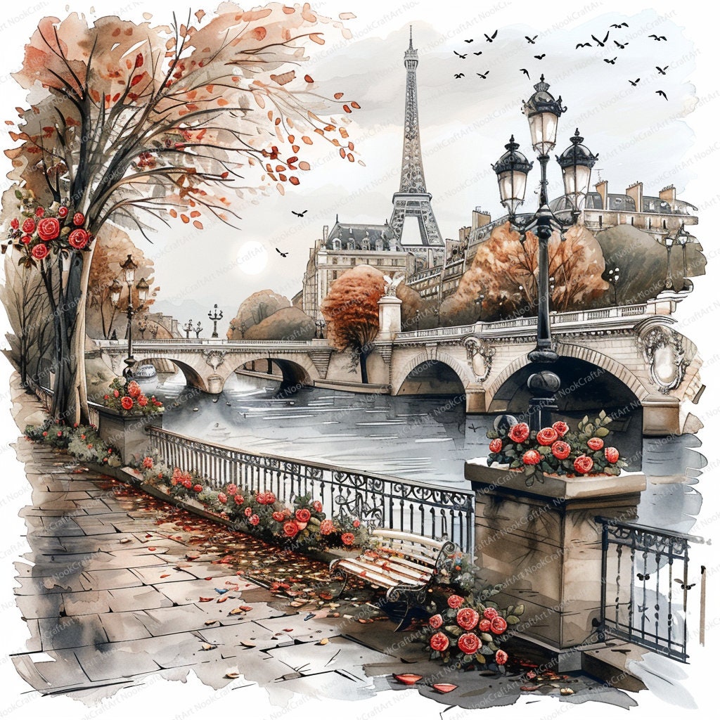 15 Vintage Paris Clipart | Cozy Atmosphere of Paris | Paris Postcard ...