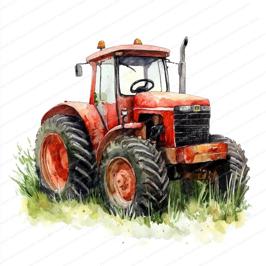 20 Watercolor Farm Tractor Clipart | Tractor Farm | Printable ...