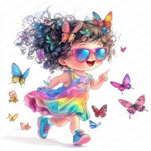 Sweet Girl With Butterfly Clipart | 18 High Quality Jpgs | Printable ...
