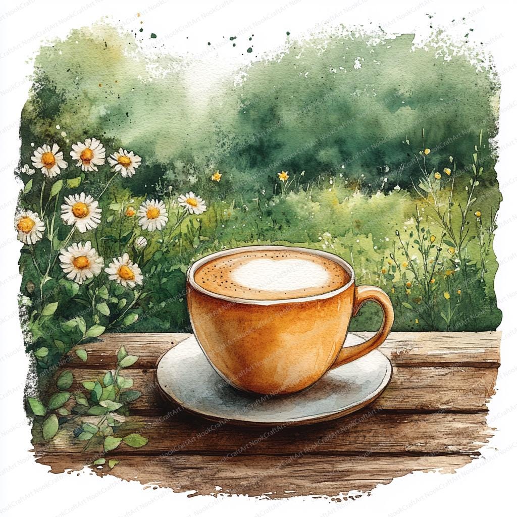 22 Spring Garden Coffee Clipart | Morning Brew With Garden View ...