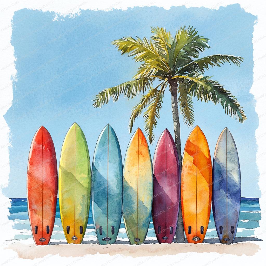 20 Surfboard Clipart Set | Beach Wave Graphics Collection| Printable ...