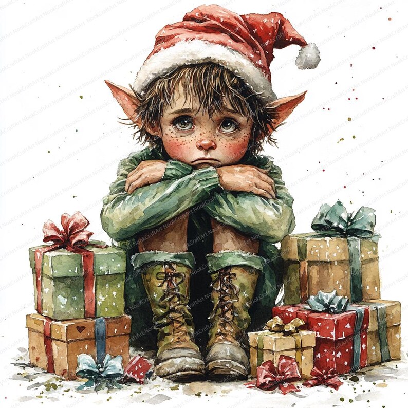 18 Elf Mischief Clipart | Tangled in Gift Ribbons | Printable ...