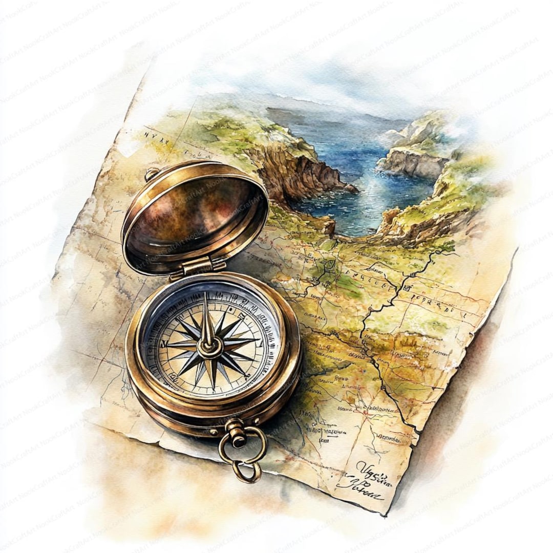 18 Compass and Map Clipart | Printable Watercolor Clipart | High ...