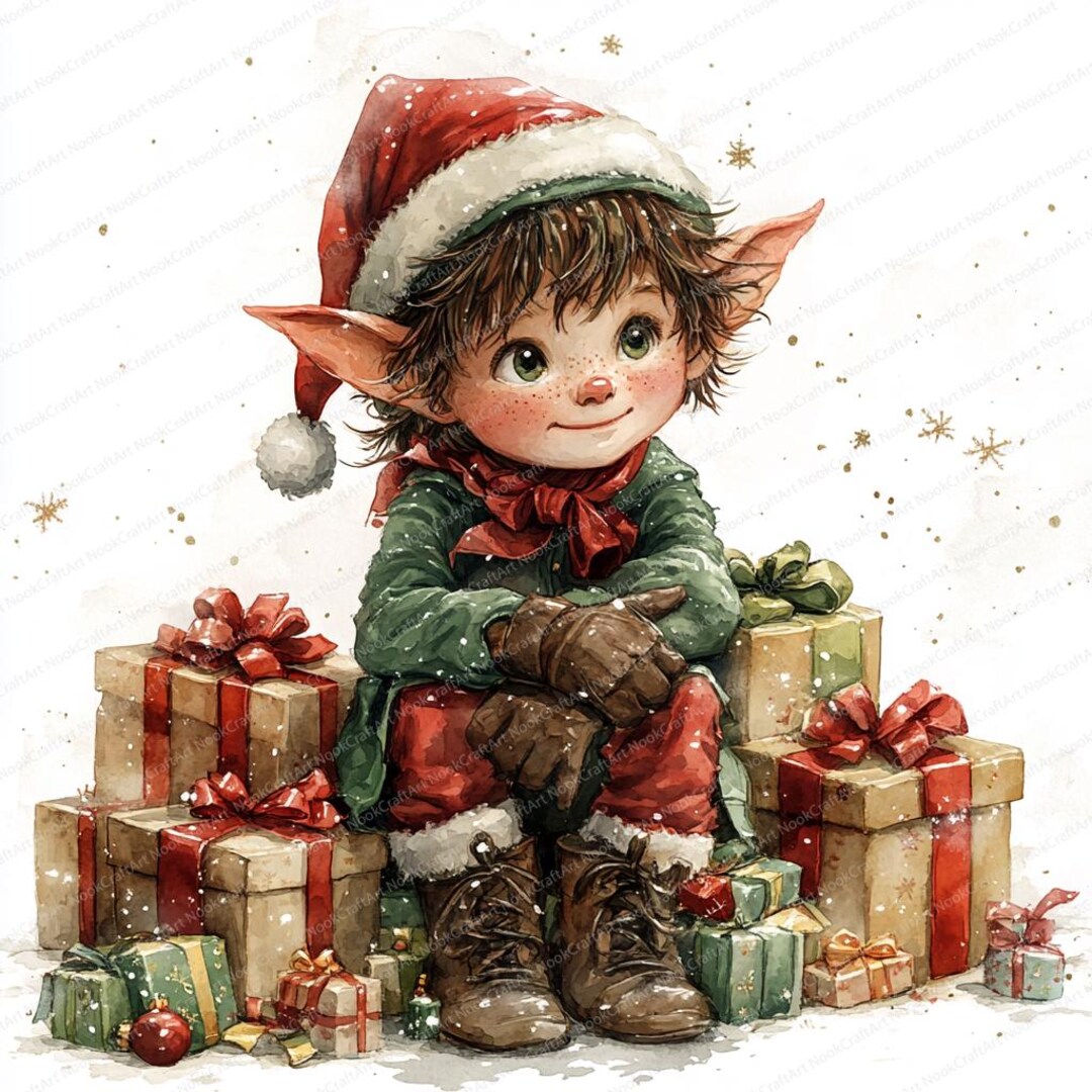18 Elf Mischief Clipart | Tangled in Gift Ribbons | Printable ...