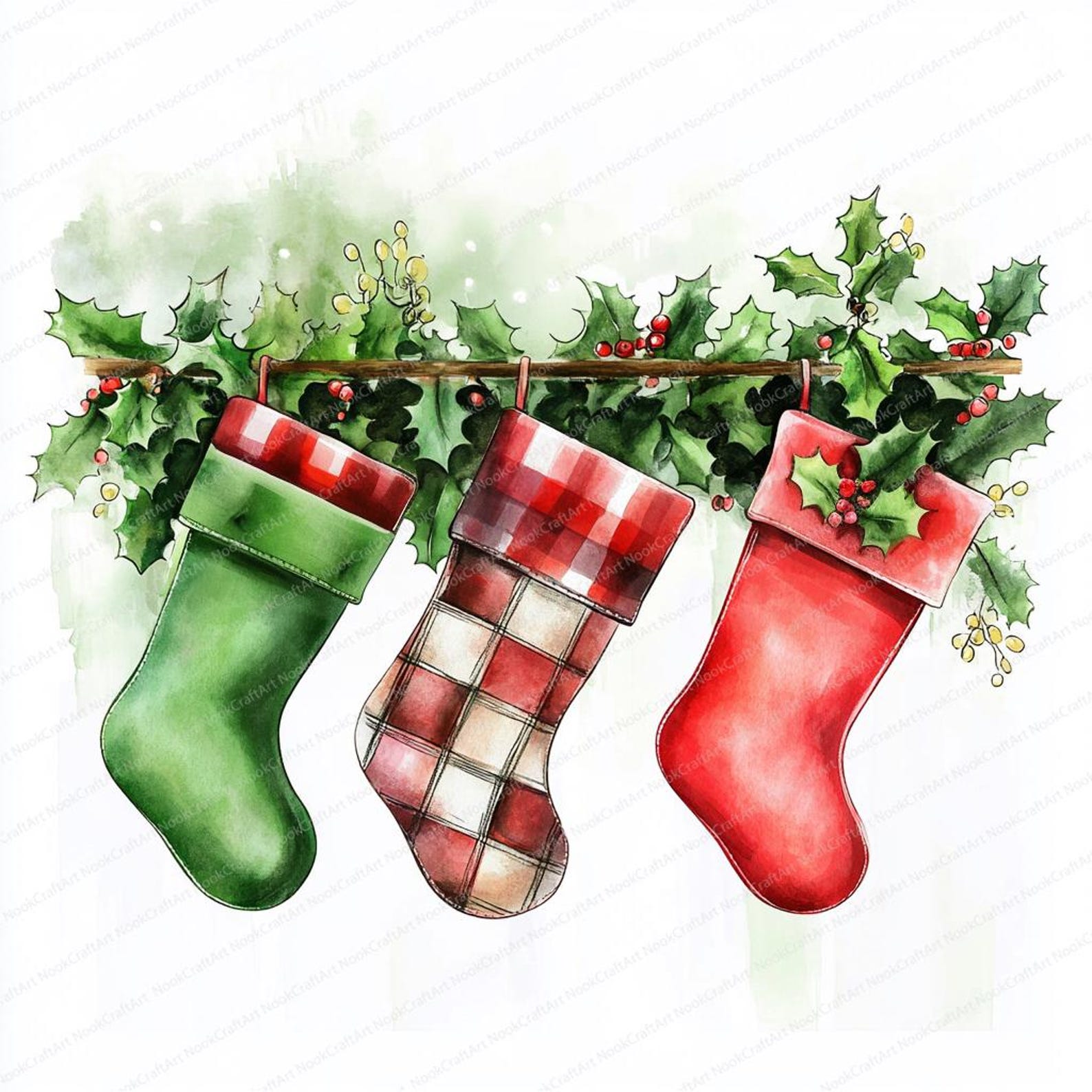 16 Christmas Stockings Clipart Bundle | Holiday Stockings | Printable ...