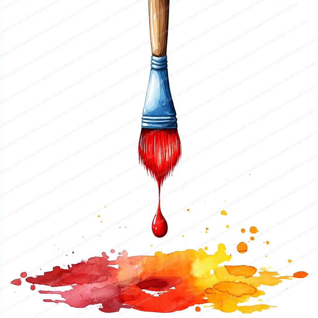 16 Paint Brush Clipart With Droplet | Artistic Design Element ...