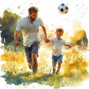 17 Father and Son Football Clipart | Family Sports Illustration ...
