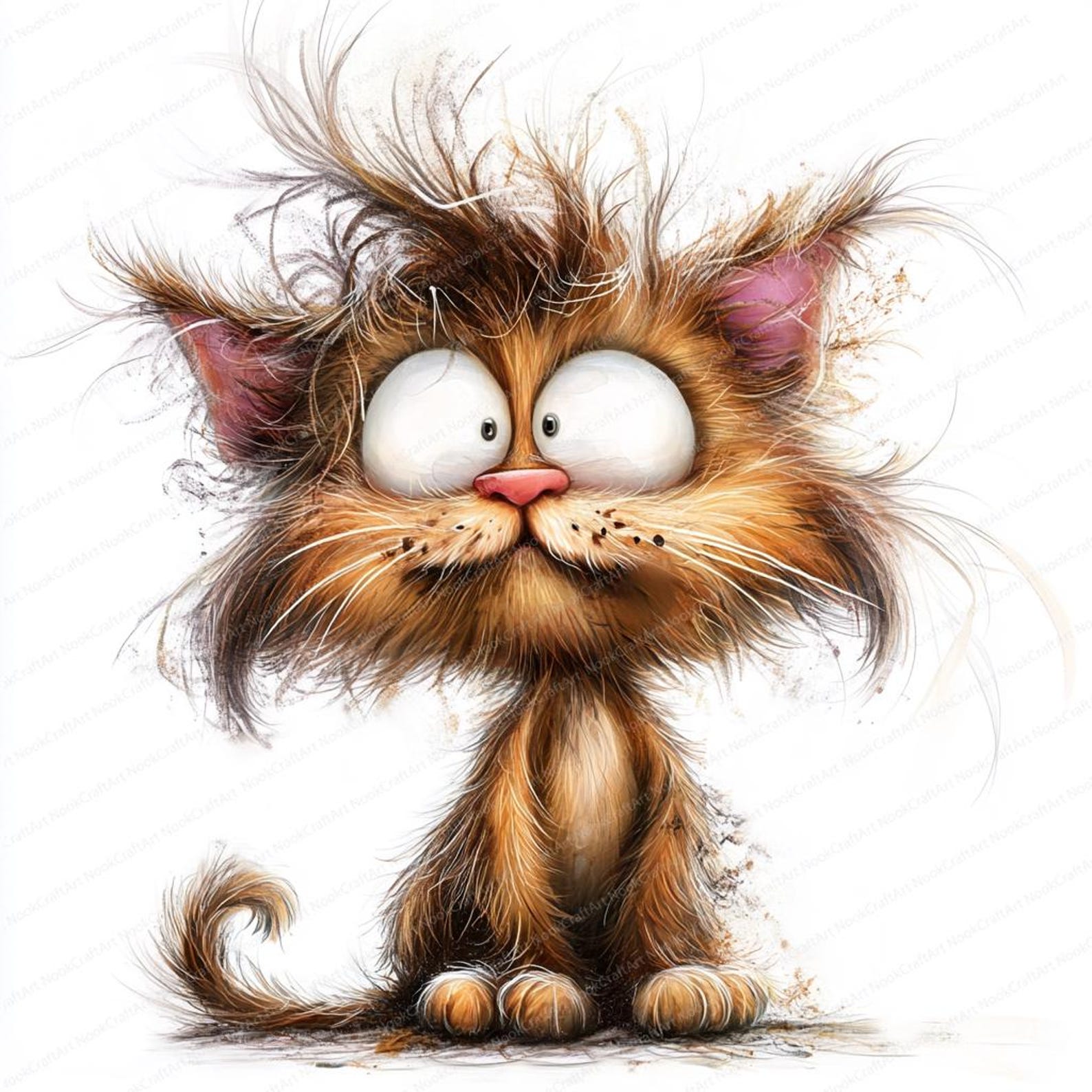 18 Frazzled Cat Clipart | Quirky Cat Clipart | Printable Watercolor ...