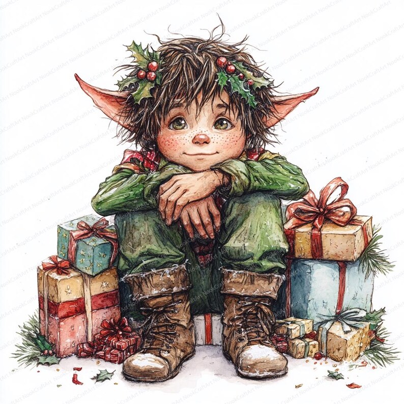 18 Elf Mischief Clipart | Tangled in Gift Ribbons | Printable ...