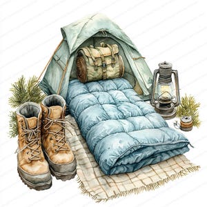 20 Camping Tent Sleeping Bag Clipart | Outdoor Adventure Camping ...
