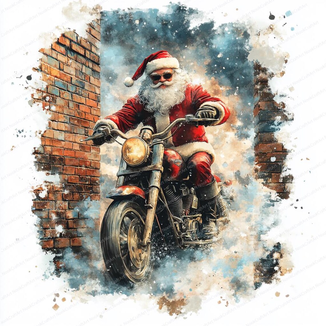 10 Santa Motorcycle Clipart | Christmas Santa on Bike | Festive ...