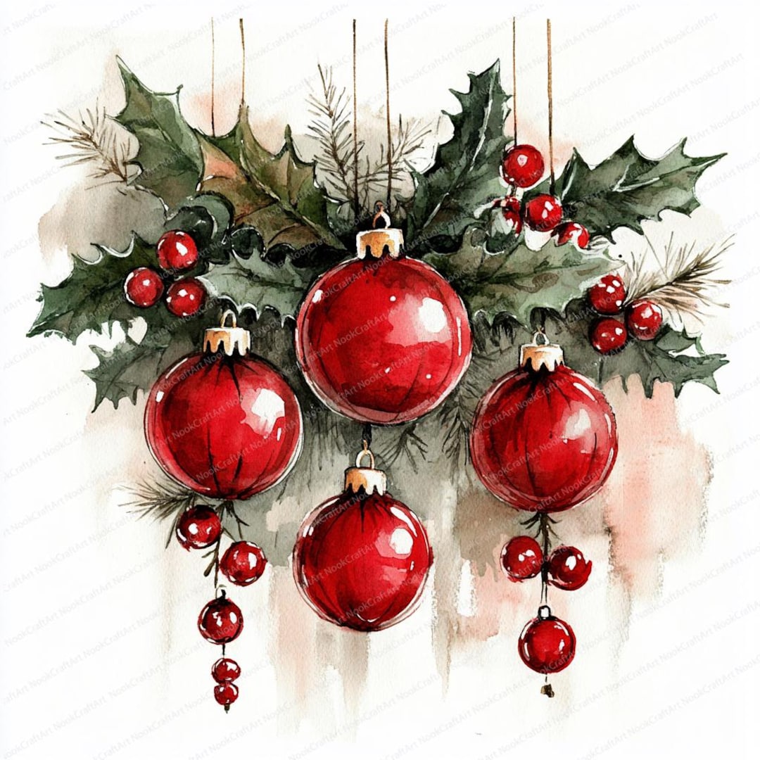 15 Christmas Bauble Clipart | Christmas Decoration Watercolor Designs ...