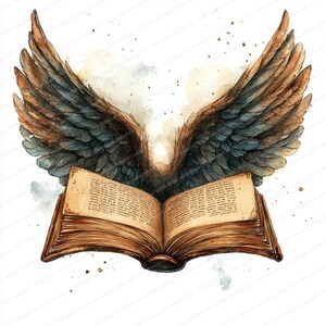 15 Book Wings Clipart | Enchanted Reading Graphics | Printable ...