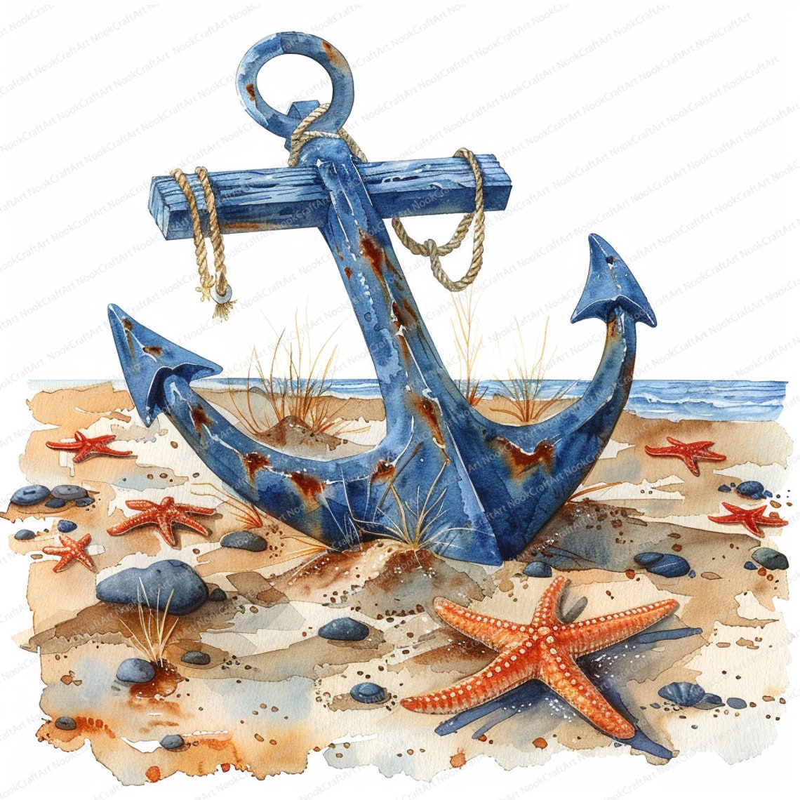 12 Anchor Clipart Maritime Anchor Clipart Set Printable Watercolor ...