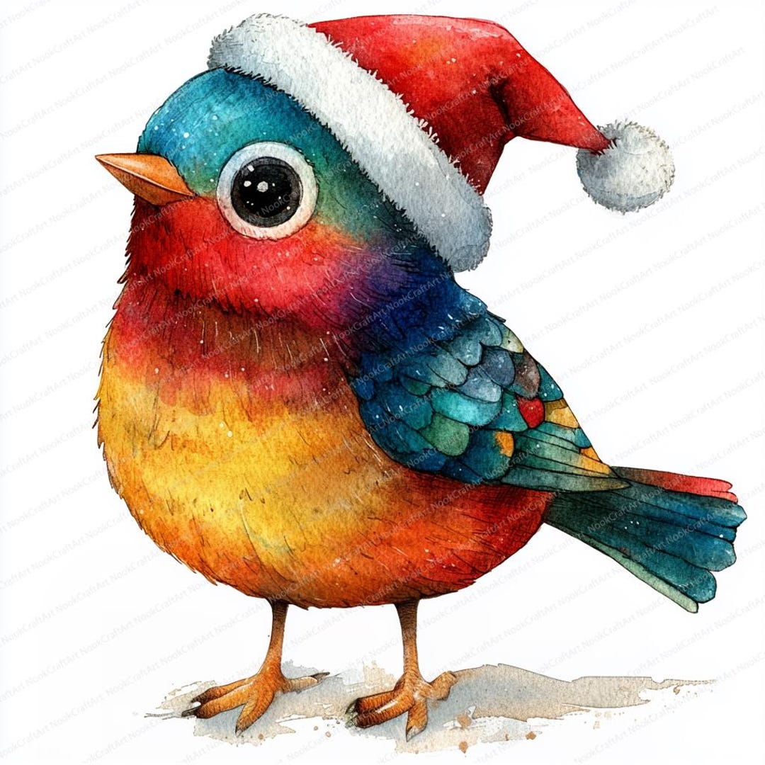 16 Clipart Birds | Charming Christmas Birds | Printable Watercolor ...