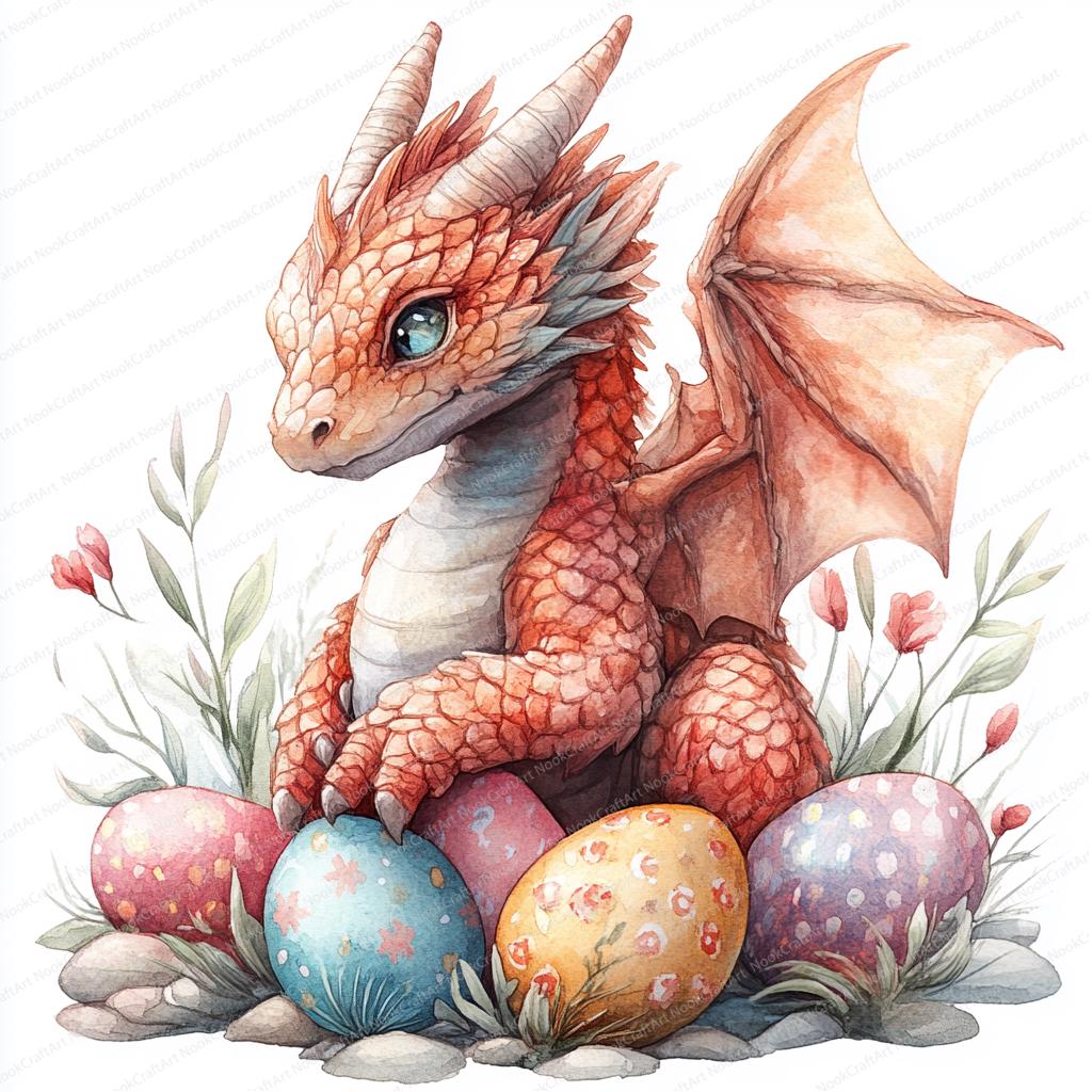21 Dragon Easter Egg Guardian Clipart | Whimsical Fantasy Illustrations ...