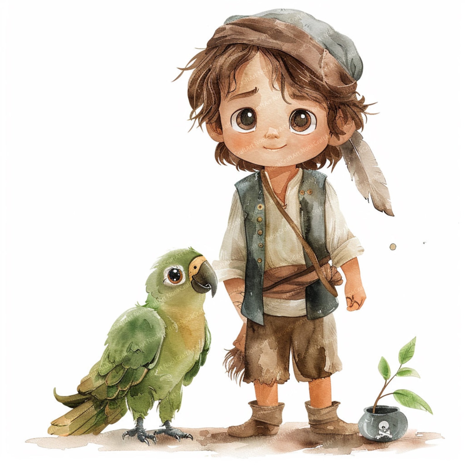 14 Cartoon Pirates Clipart Cute Pirates Print Printable Watercolor ...